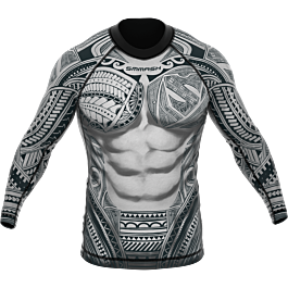 Rashguard długi rękaw – szary anatomiczny wzór - SMMASH - SMMASH